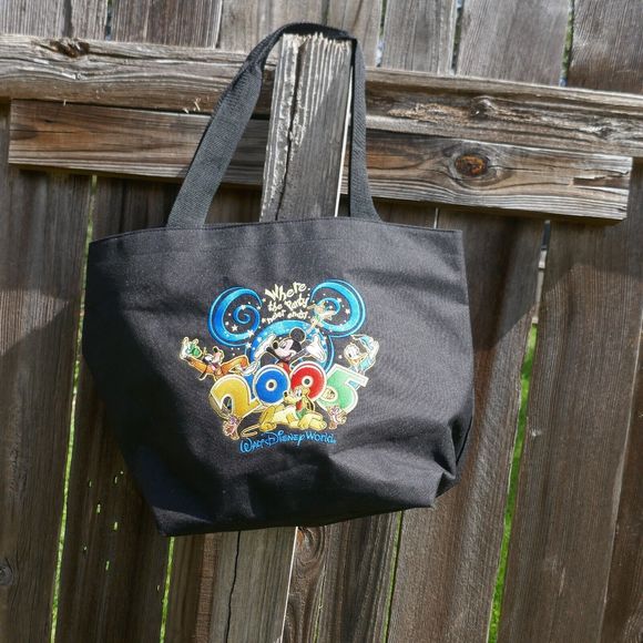 Disney | Bags | Disney World Park Tote Bag 205 Black Mickey Mouse Pluto ...